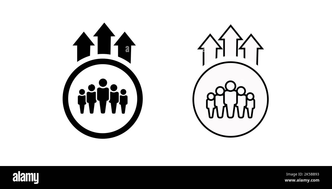 Vecteur d'icône de croissance d'équipe, signe de développement, symbole de popularité. Évolution ...