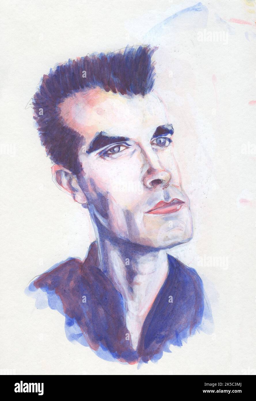 Illustration artistique du portrait tête et épaules du chanteur et ...