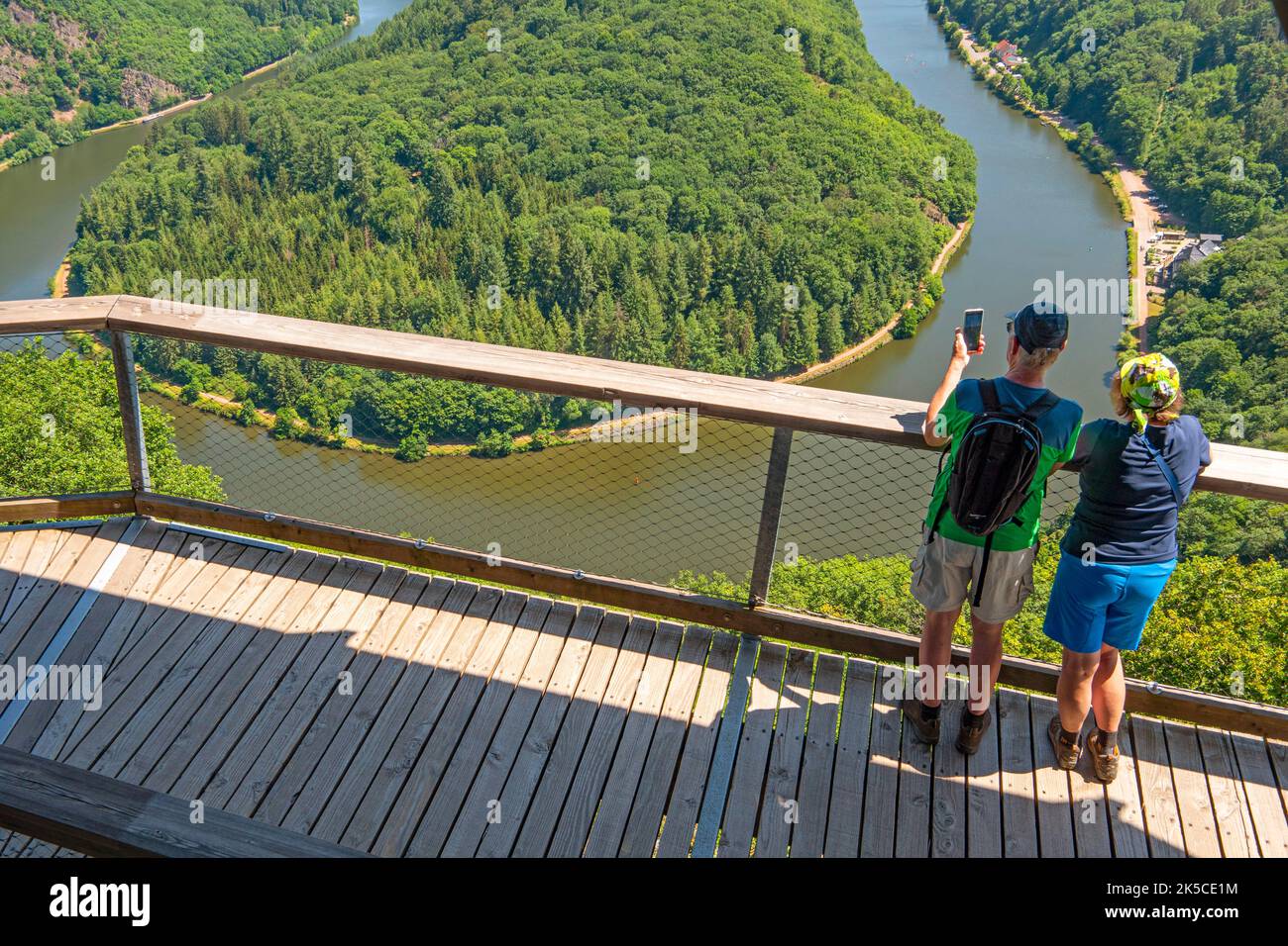 Vue du haut de l'arbre marcher Saarschleife sur le Cloef à Mettlach ...