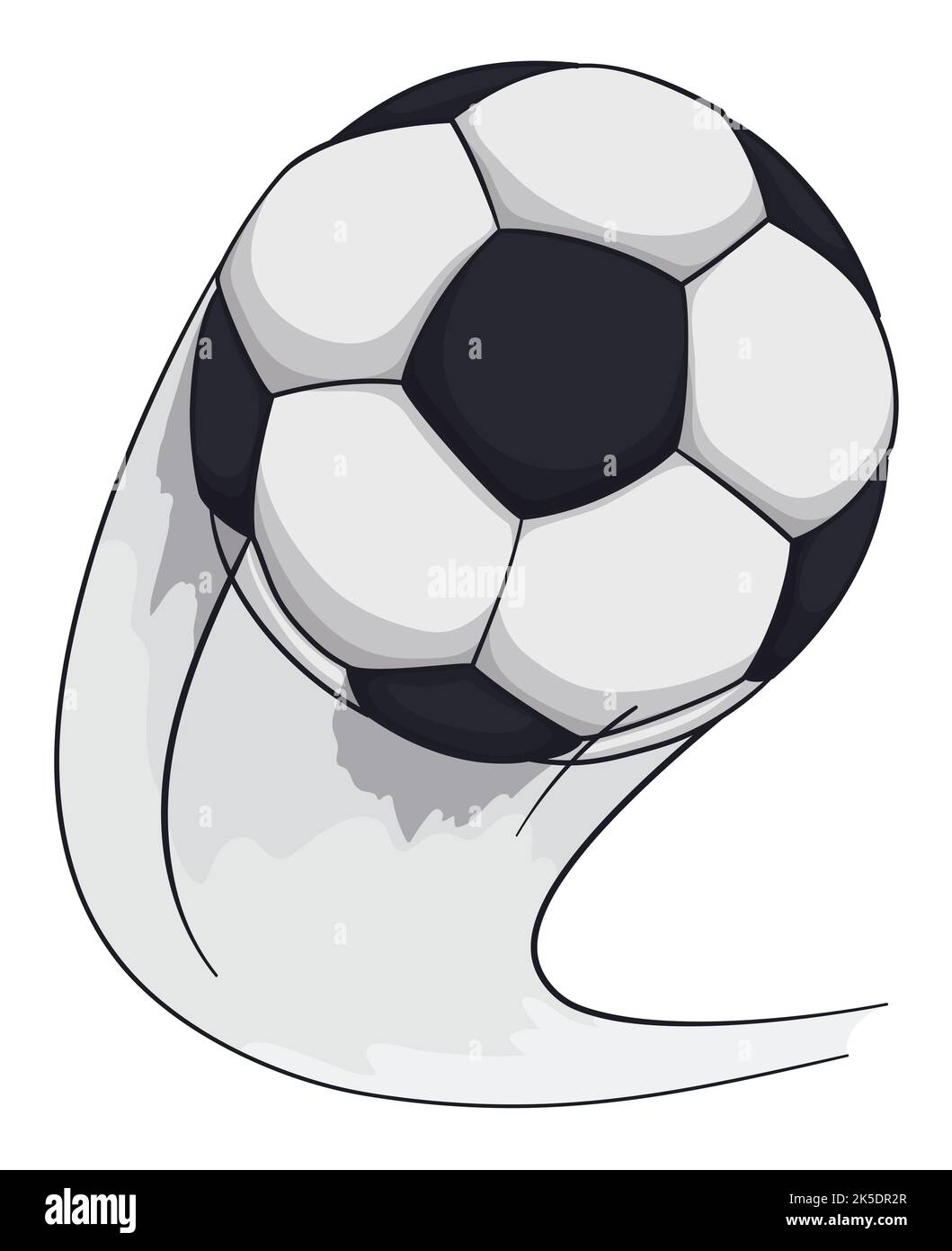 Ballon de football avec queue de vitesse et trajectoire incurvée dans ...