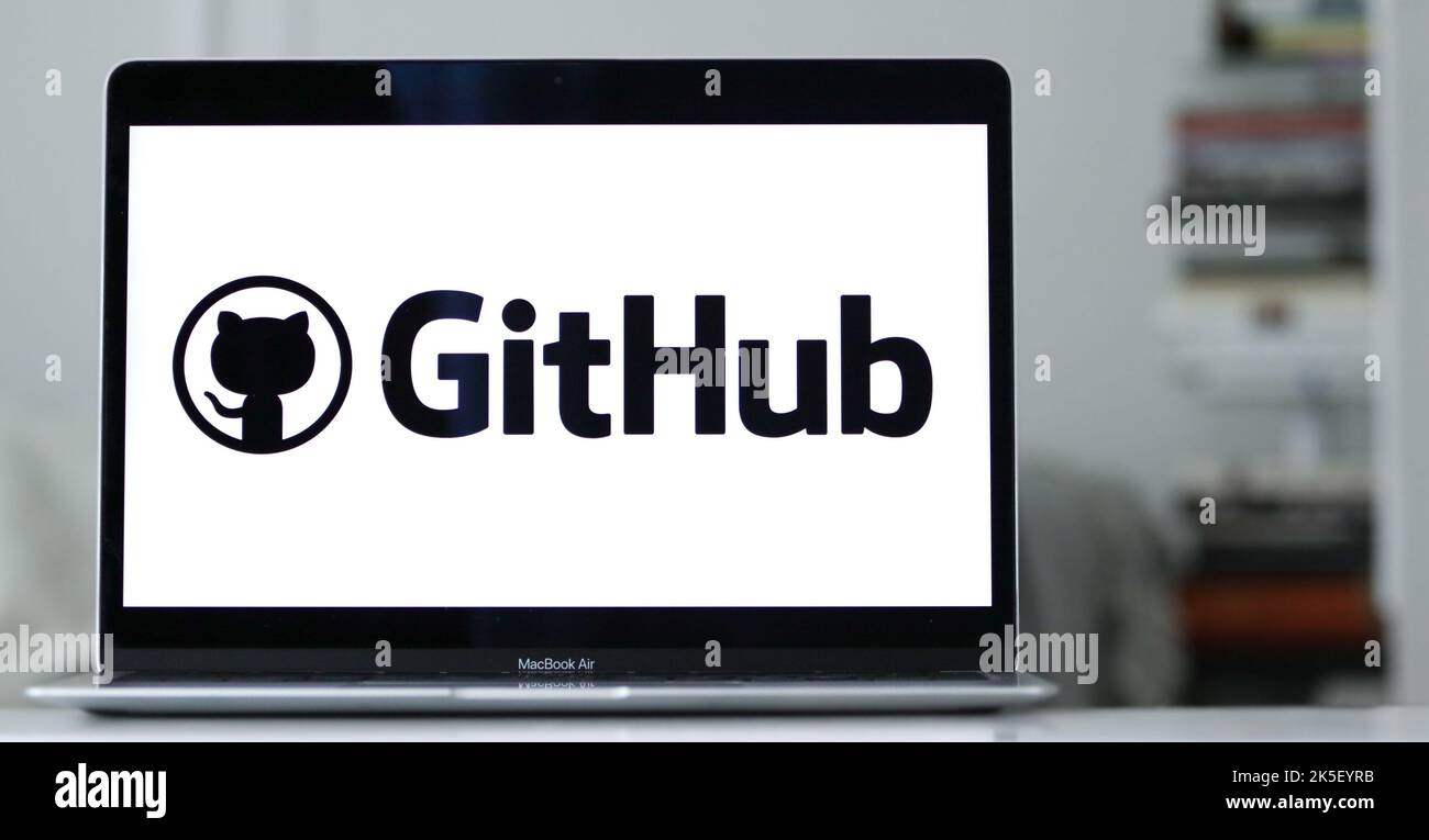 Le logo de GitHub, un service appartenant à Microsoft qui fournit un stockage Internet pour le ...