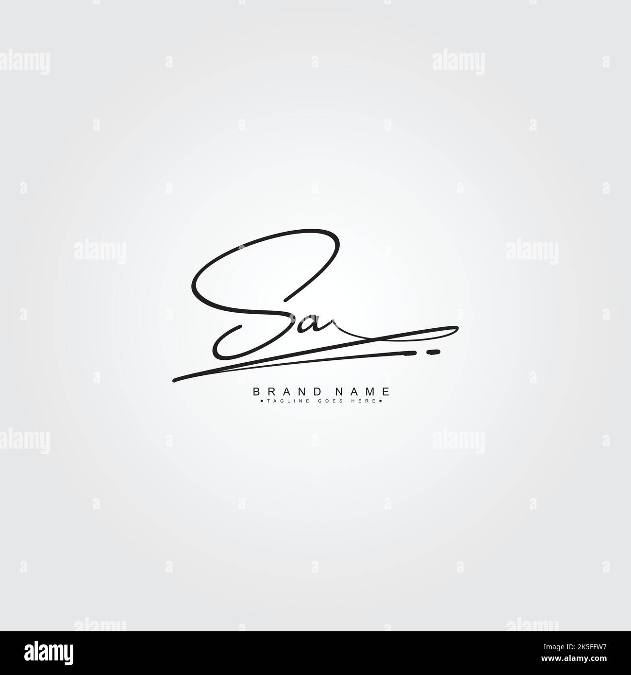 Lettre initiale logo sa - logo de style Signature dessiné à la main ...