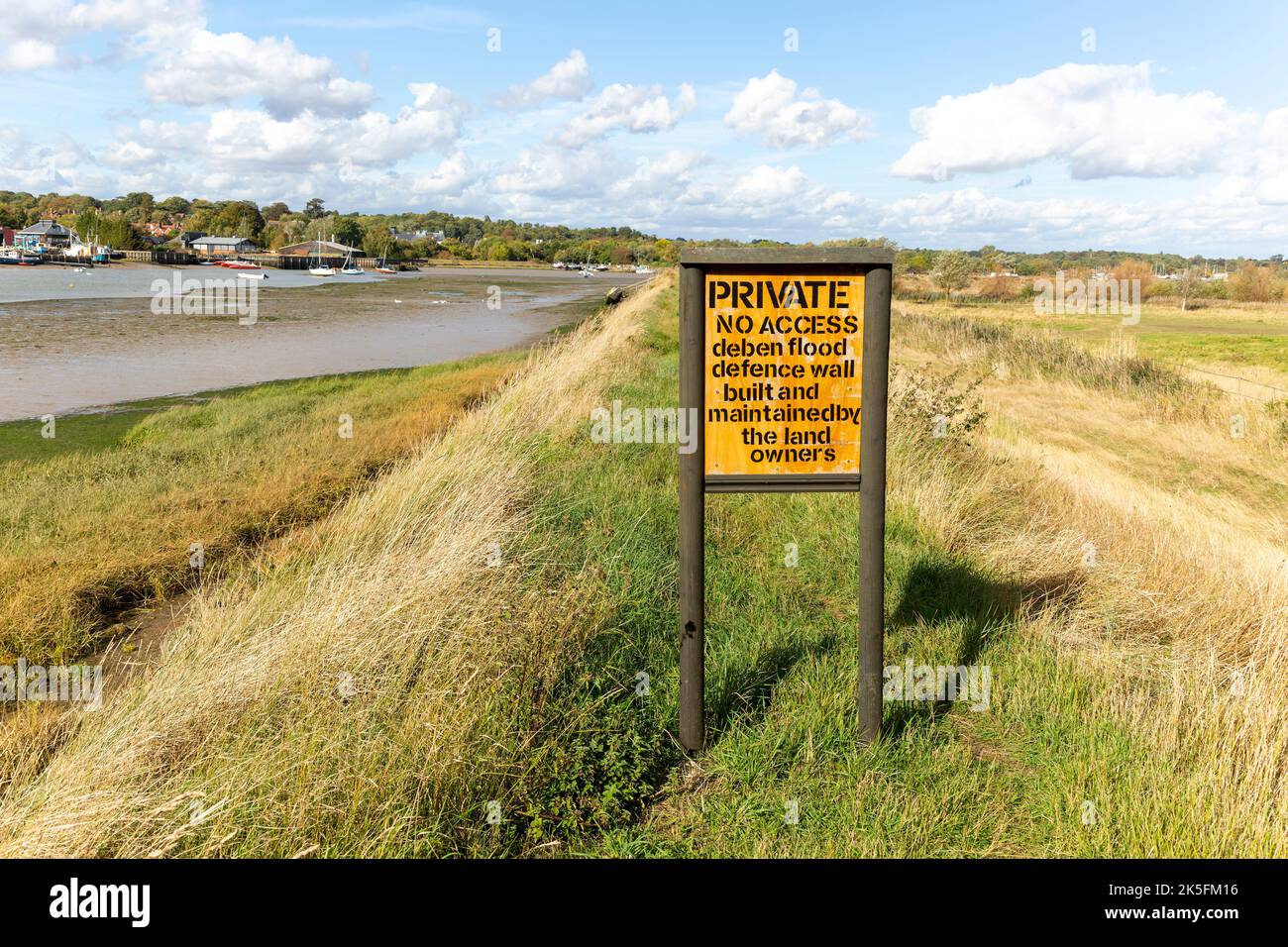 Panneau privé No Access du mur de défense contre les inondations de la ...