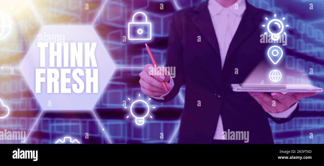 Inspiration montrant le signe pensez frais. Mot pour une nouvelle ...