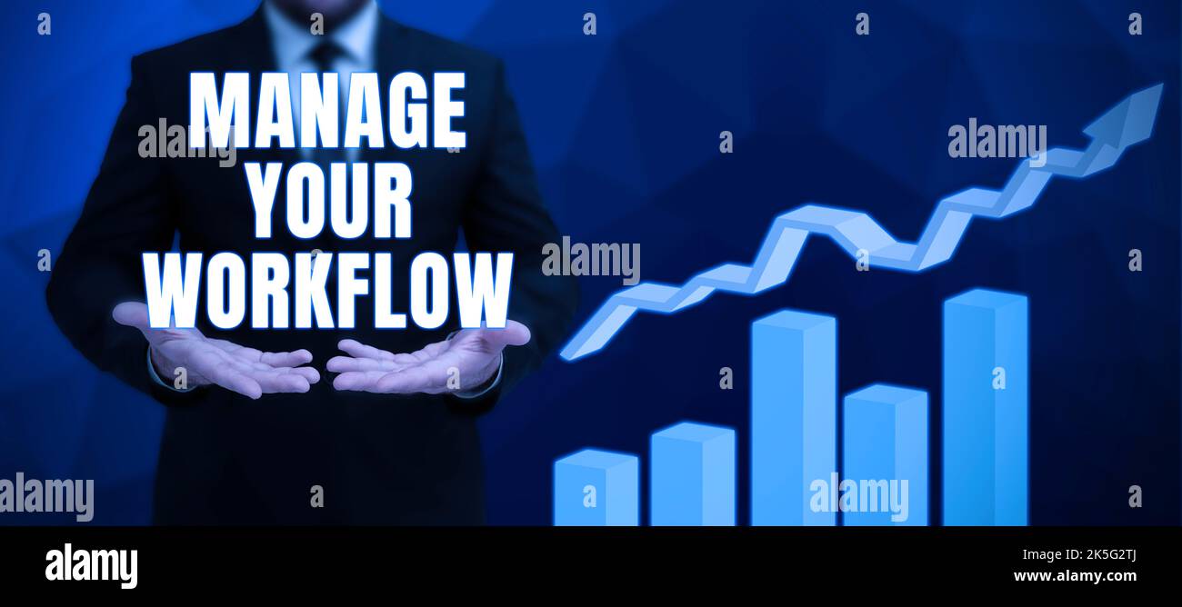 Panneau textuel affichant gérer votre workflow. Concept métier ...