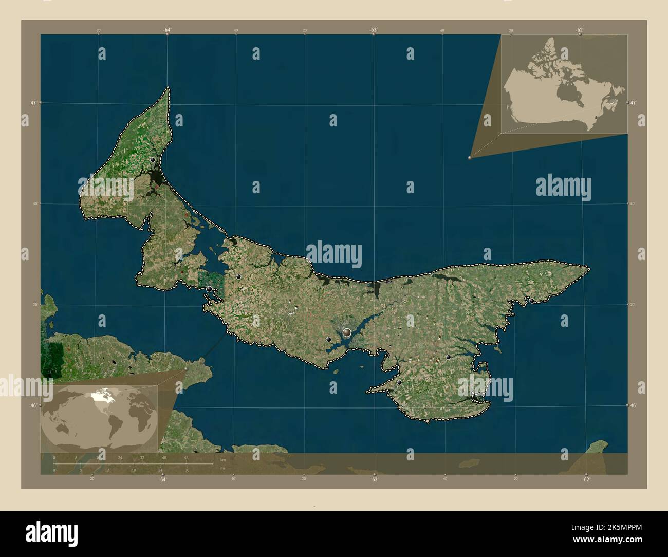 Île-du-Prince-Édouard, province du Canada. Carte satellite haute ...