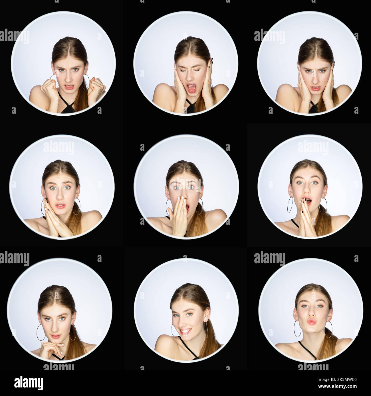 Collage des émotions. Collection de visages. Série d'humeur. Sentiments ...