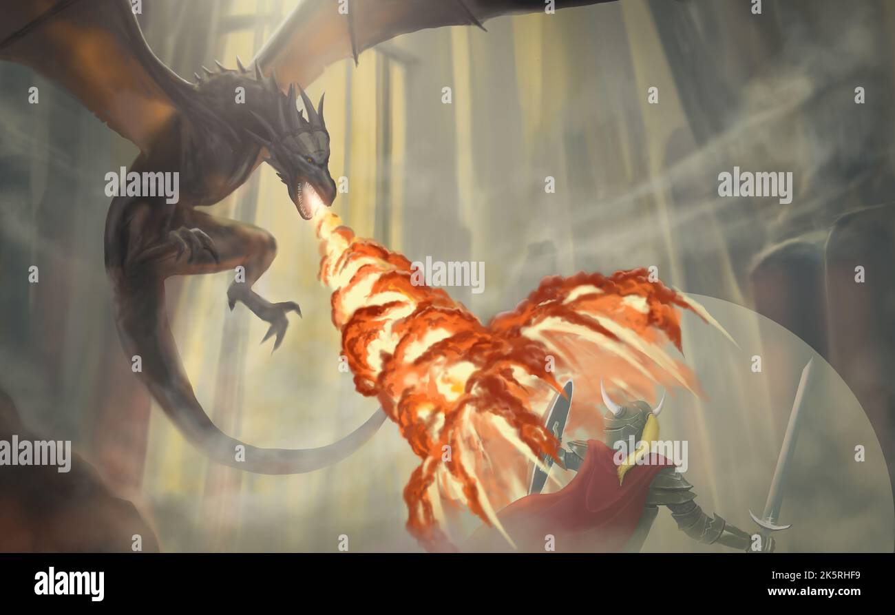 Bouclier magique d'utilisation de cavalier protéger contre le feu le ...