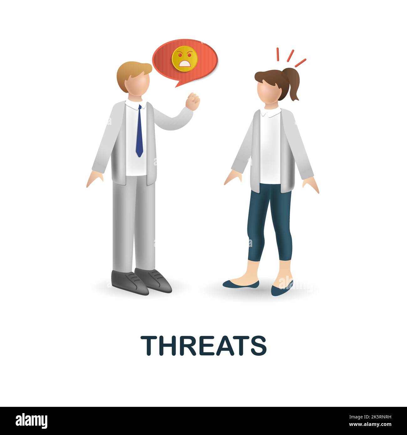 Icône menaces. 3d illustration de la collecte de harcèlement. Icône ...