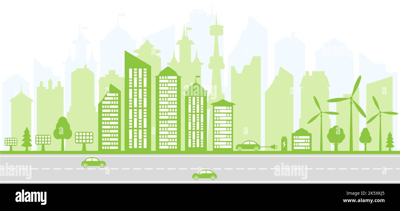 La Ville écologique Et La Conservation De Lenvironnement Silhouette