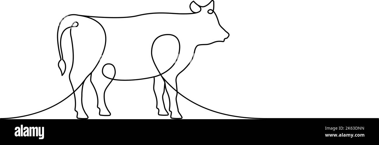 Dessin continu d'une ligne de vache. Symbole Bull. Illustration d'une ... Dessin continu d'une ligne de vache. Symbole Bull. Illustration d'une ...