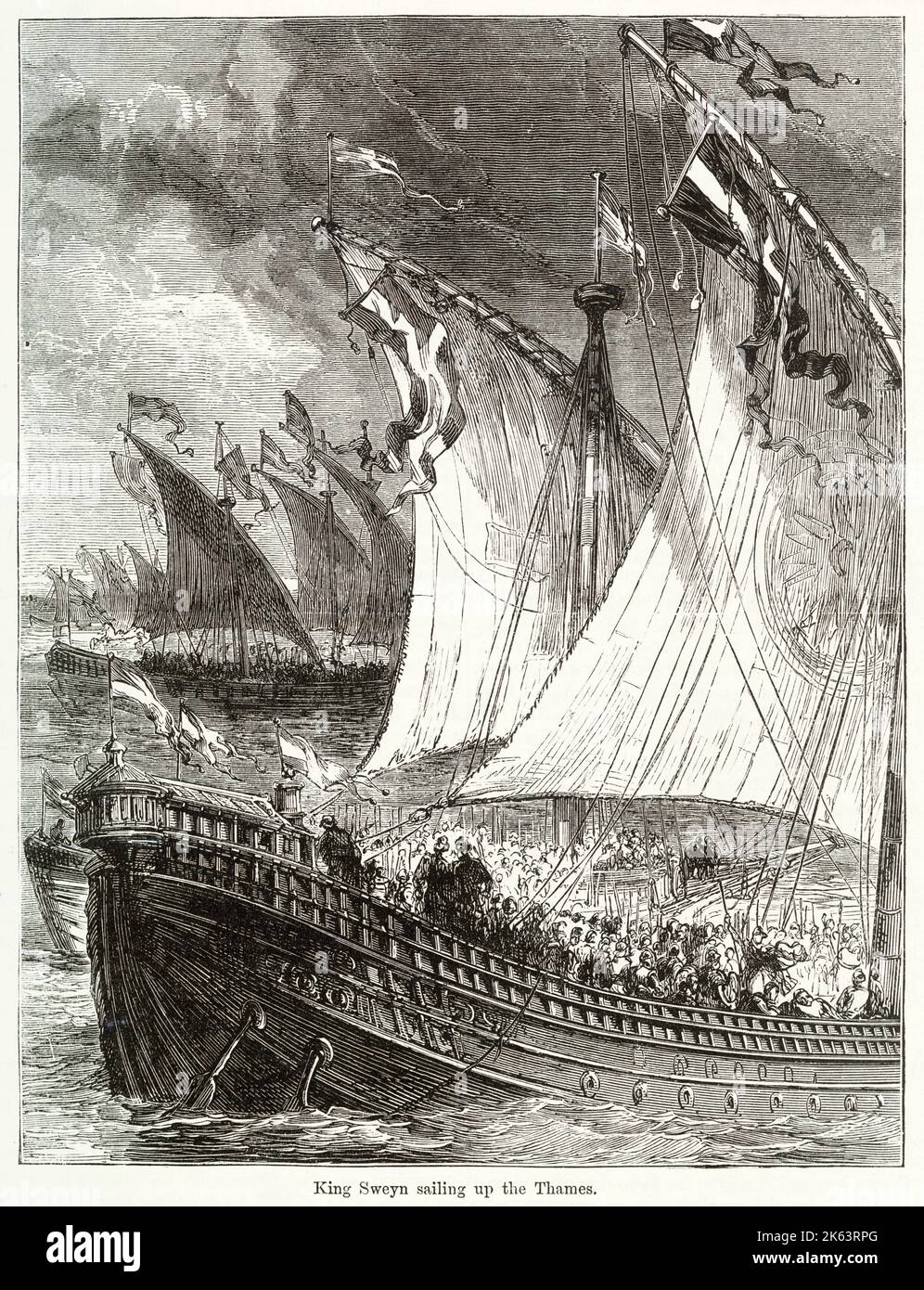 Sweyn I, roi du Danemark et OLAF King de Norvège envahissent Londres ...