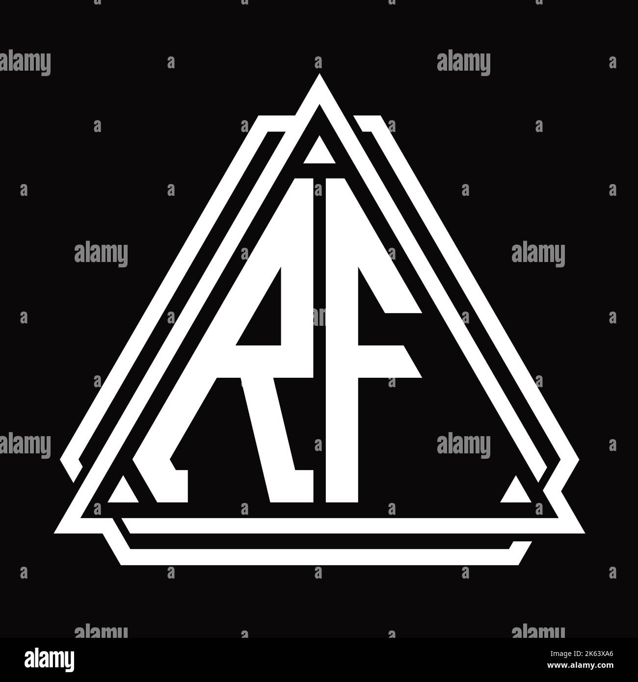 Logo RF lettre monogramme avec modèle de forme triangulaire isolé sur ...