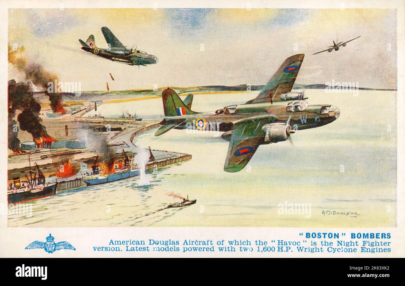 Bombardiers 'Boston' - RAF - American Douglas Aircraft dont 'le Havoct ...