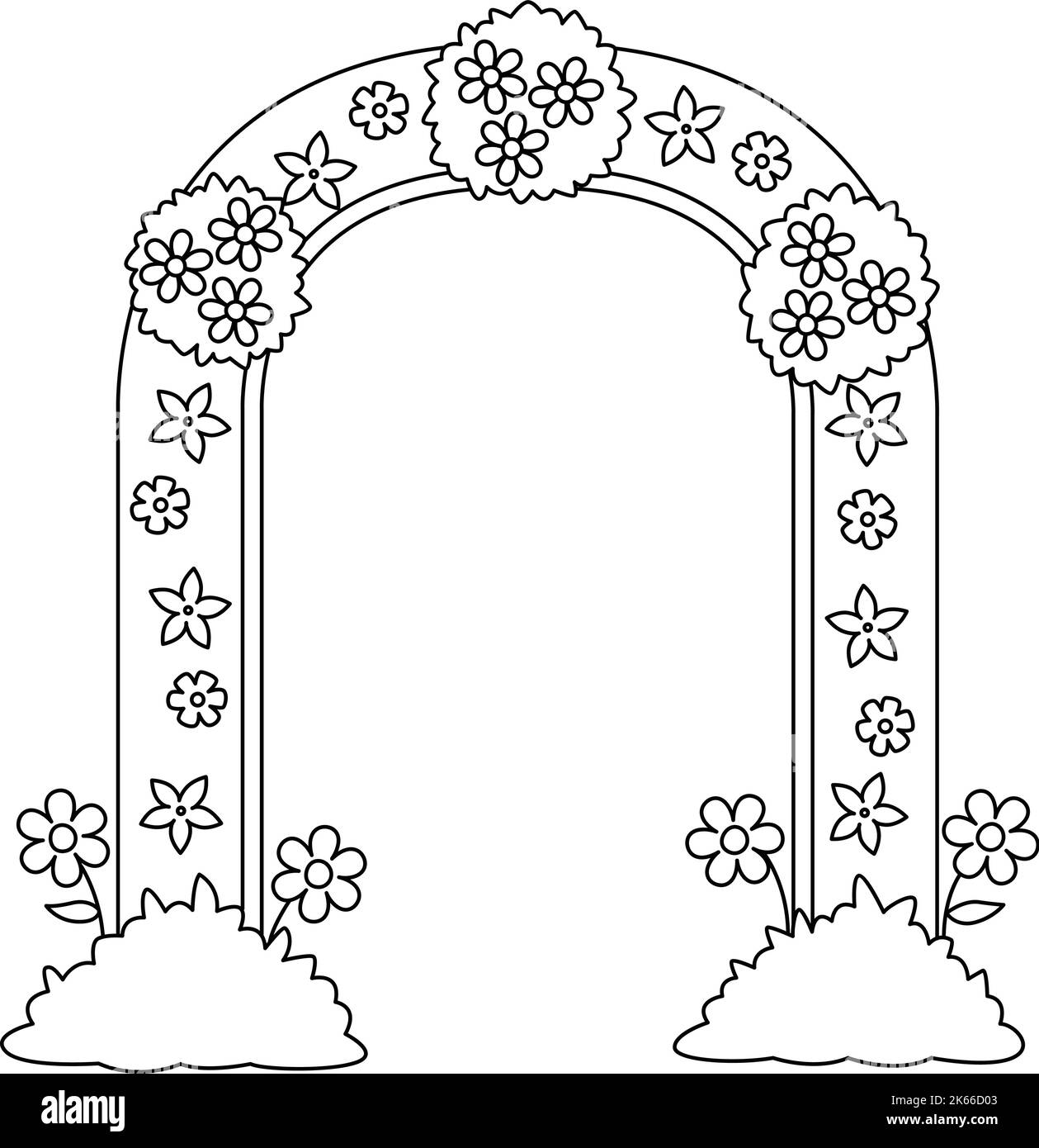 Page de coloriage isolée de l'arche de fleur de mariage Image ...