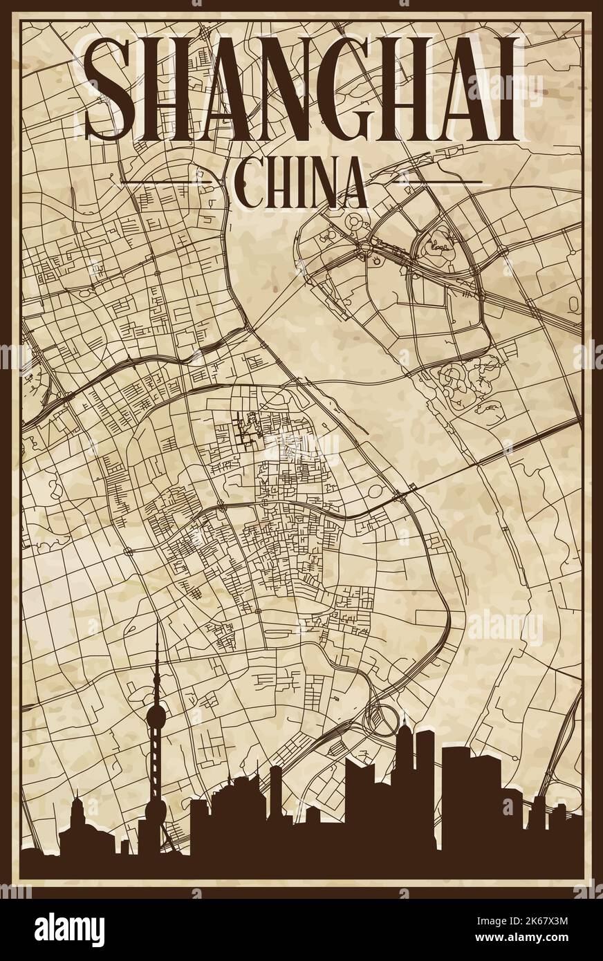Old map of shanghai Banque d'images vectorielles - Alamy