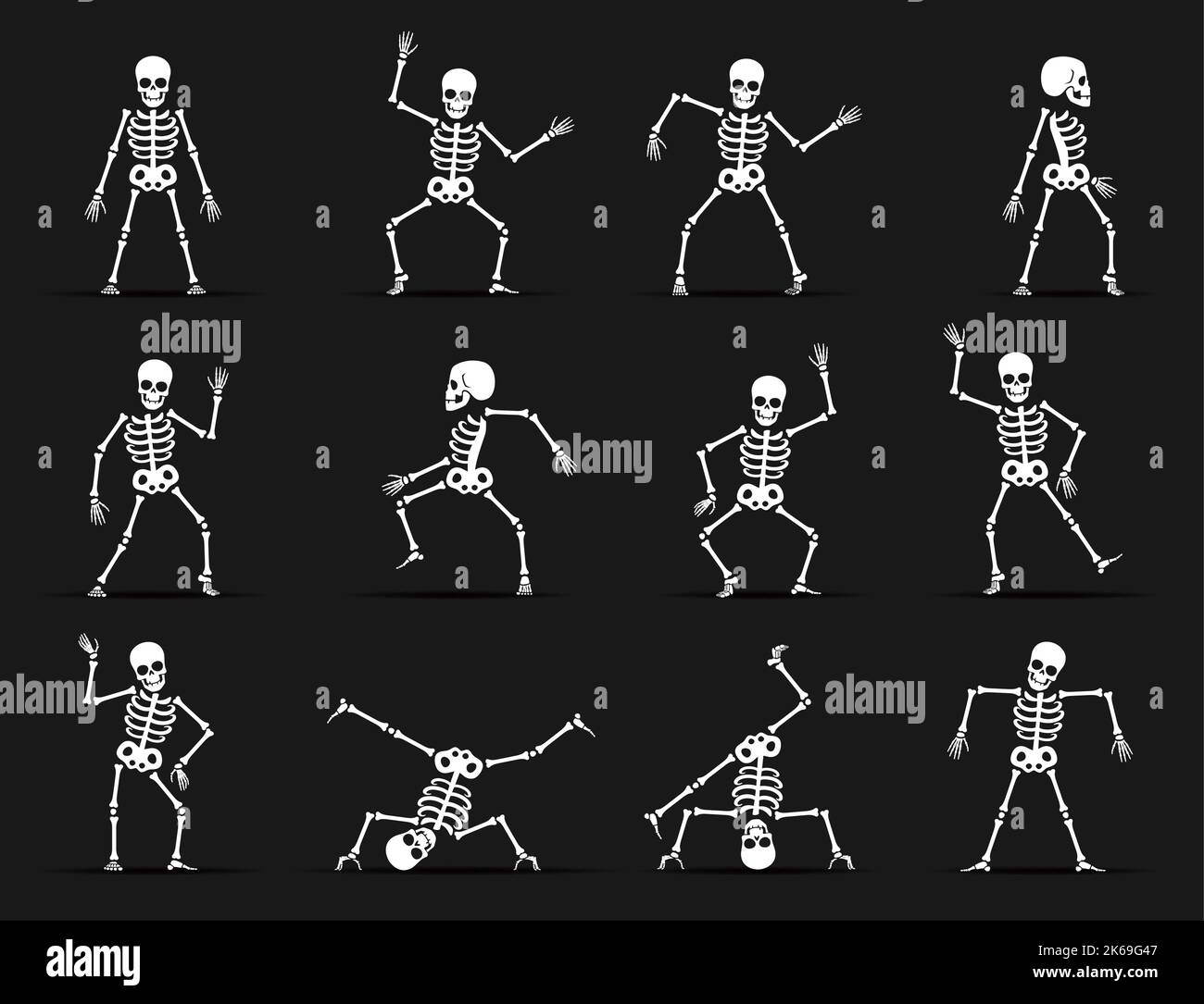 Skeleton danse jeu d'animation sprite. Ensemble vectoriel de ...