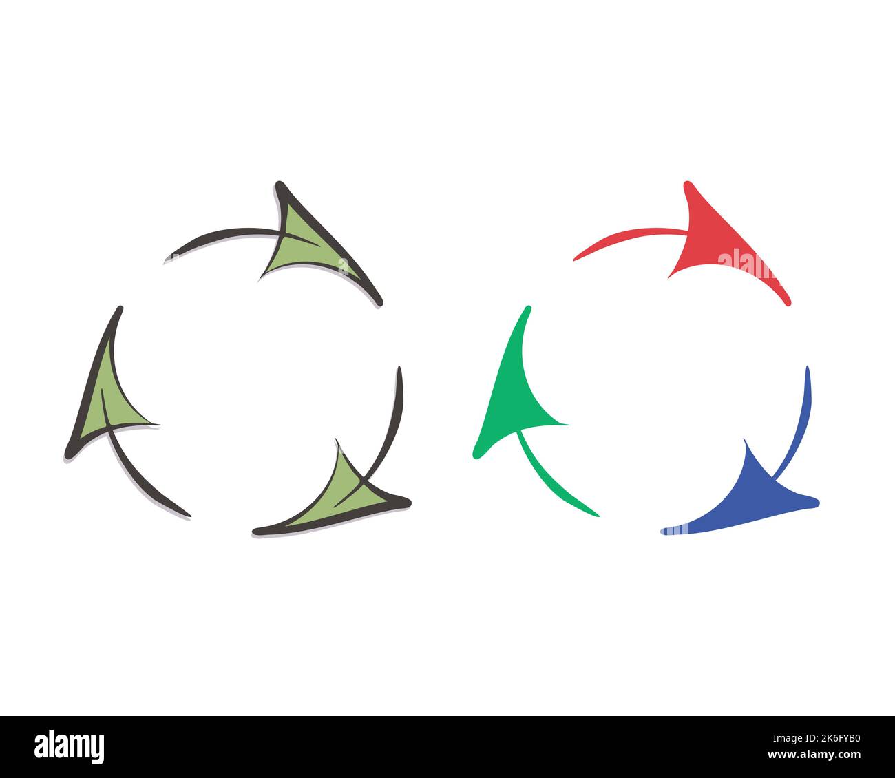 Les flèches cercles les icônes. Pictogramme de circulation, symbole de ...