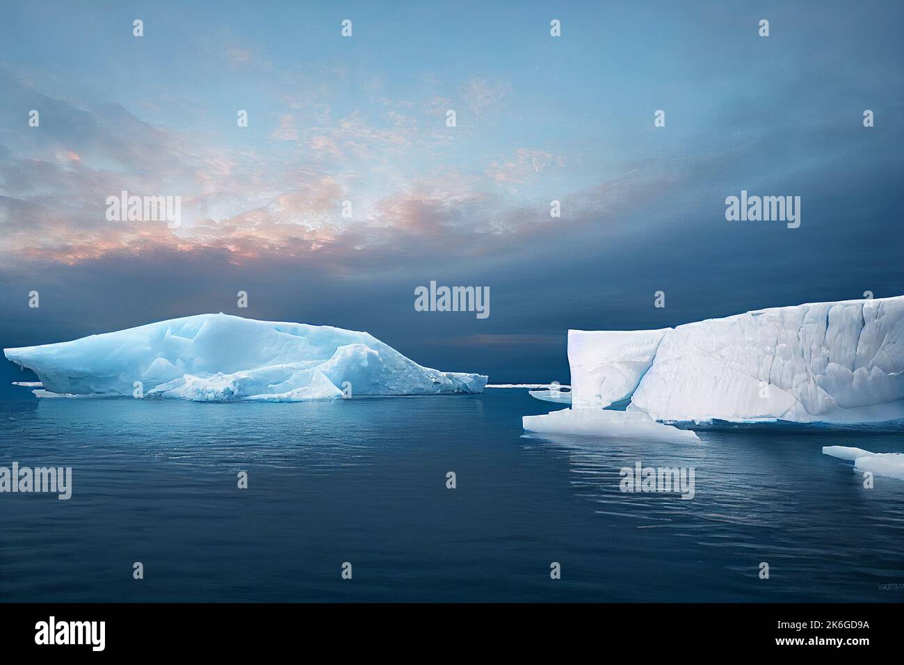 Iceberg dans la mer arctique, fonte des glaces causée par le ...