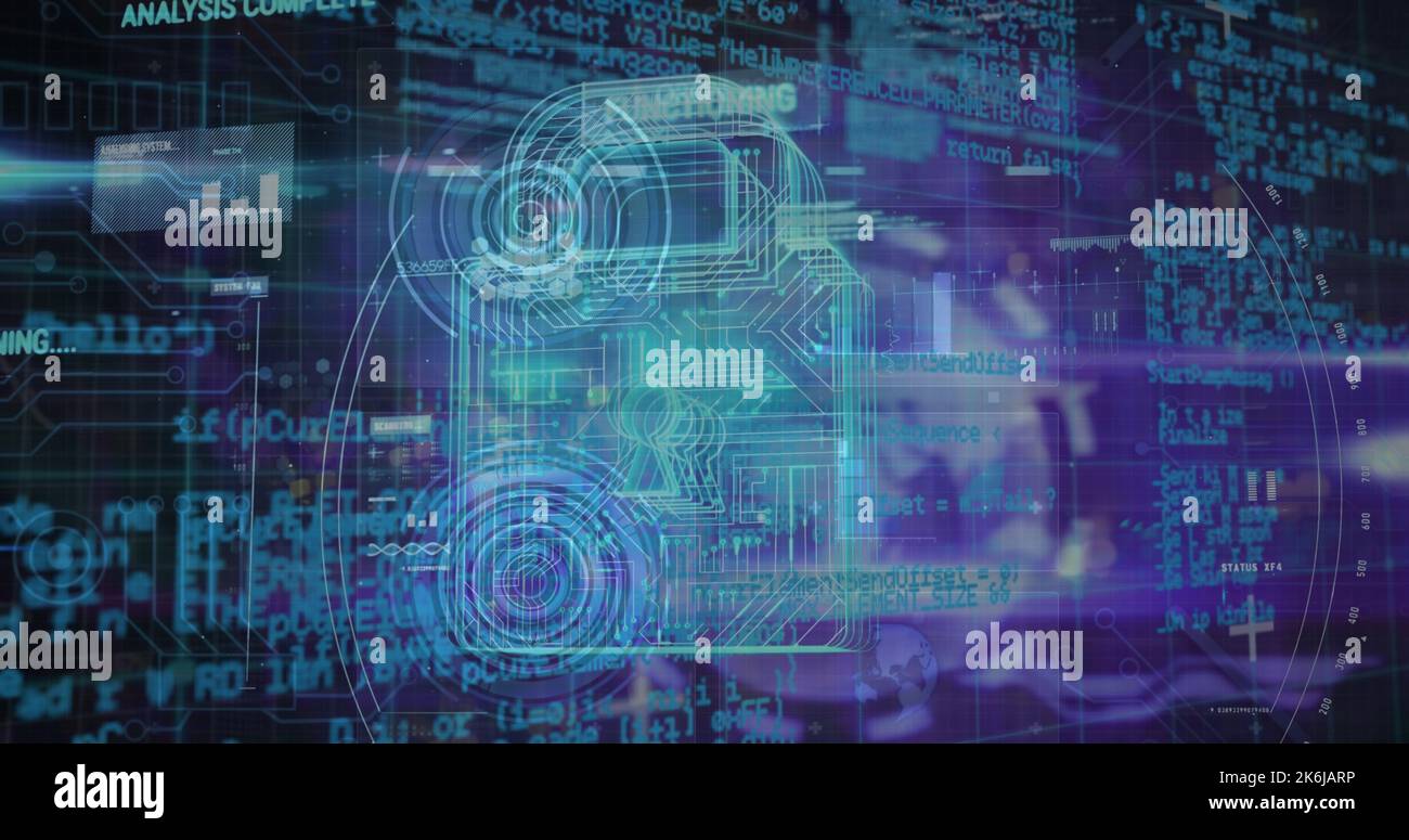 Illustration d'un cadenas avec schéma de la carte de circuit imprimé ...