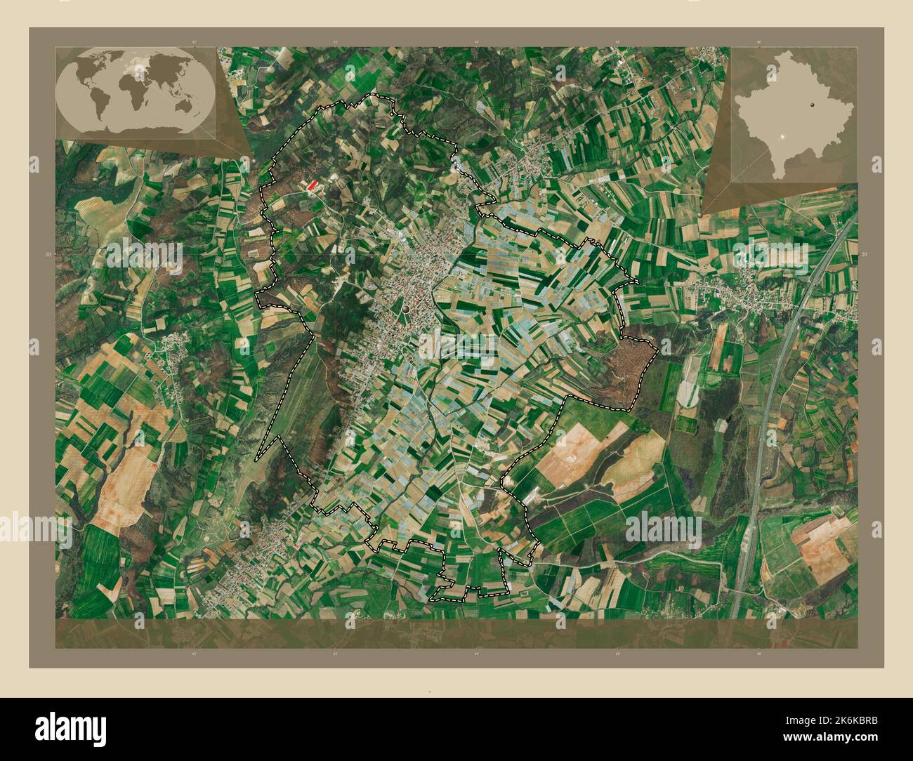 Mamusha, municipalité du Kosovo. Carte satellite haute résolution ...