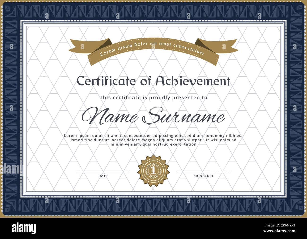 Bordure de certificat. Cadre décoratif bleu pour certificat vierge ...