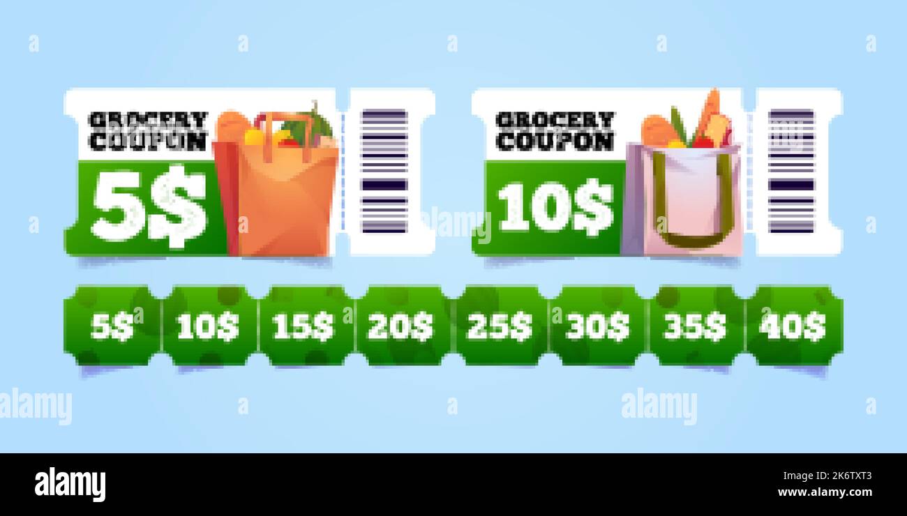 Coupons d'épicerie, bon cadeau pour un supermarché ou un magasin ...