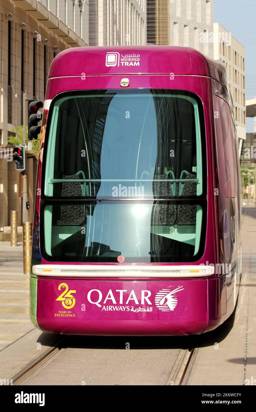 Vue sur le tramway Musheireb, qui tourne autour d'un circuit en boucle ...