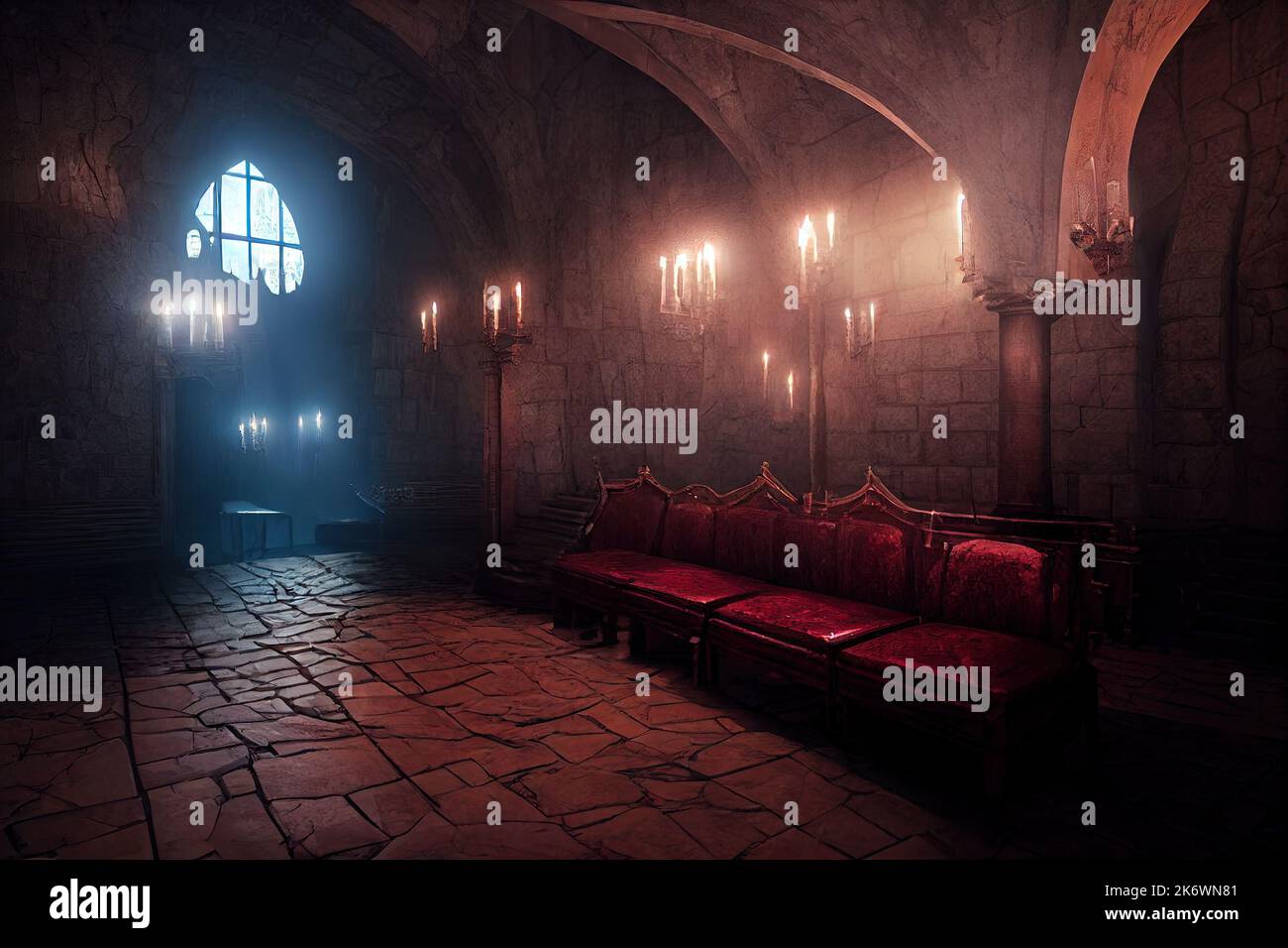 Ancien château de vampire pour les jeux de fond. Un hall intérieur ...