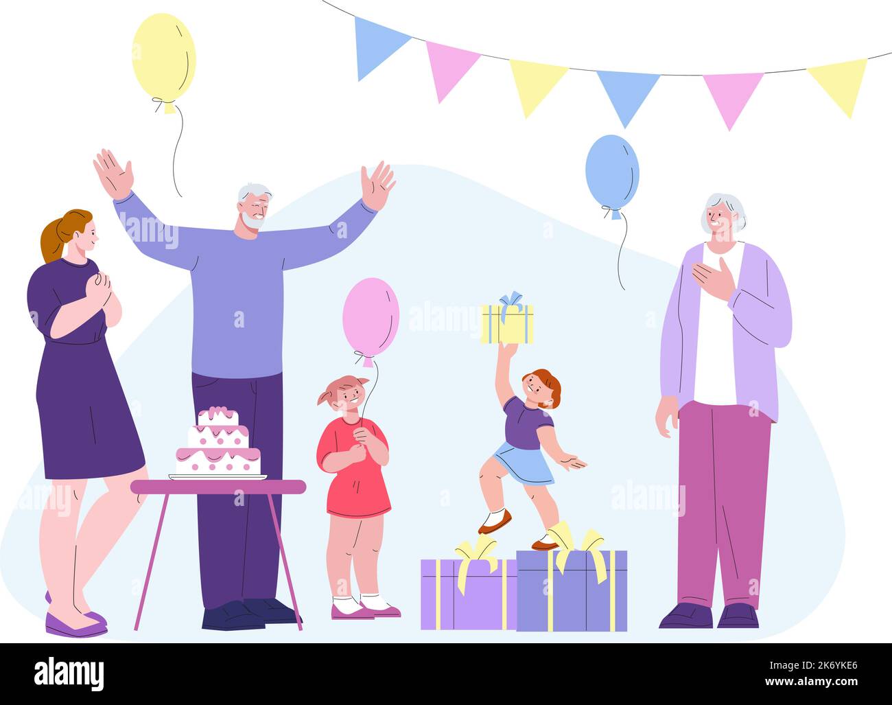 Fête Danniversaire Pour Enfants Famille Célébrant Anniversaire Fille