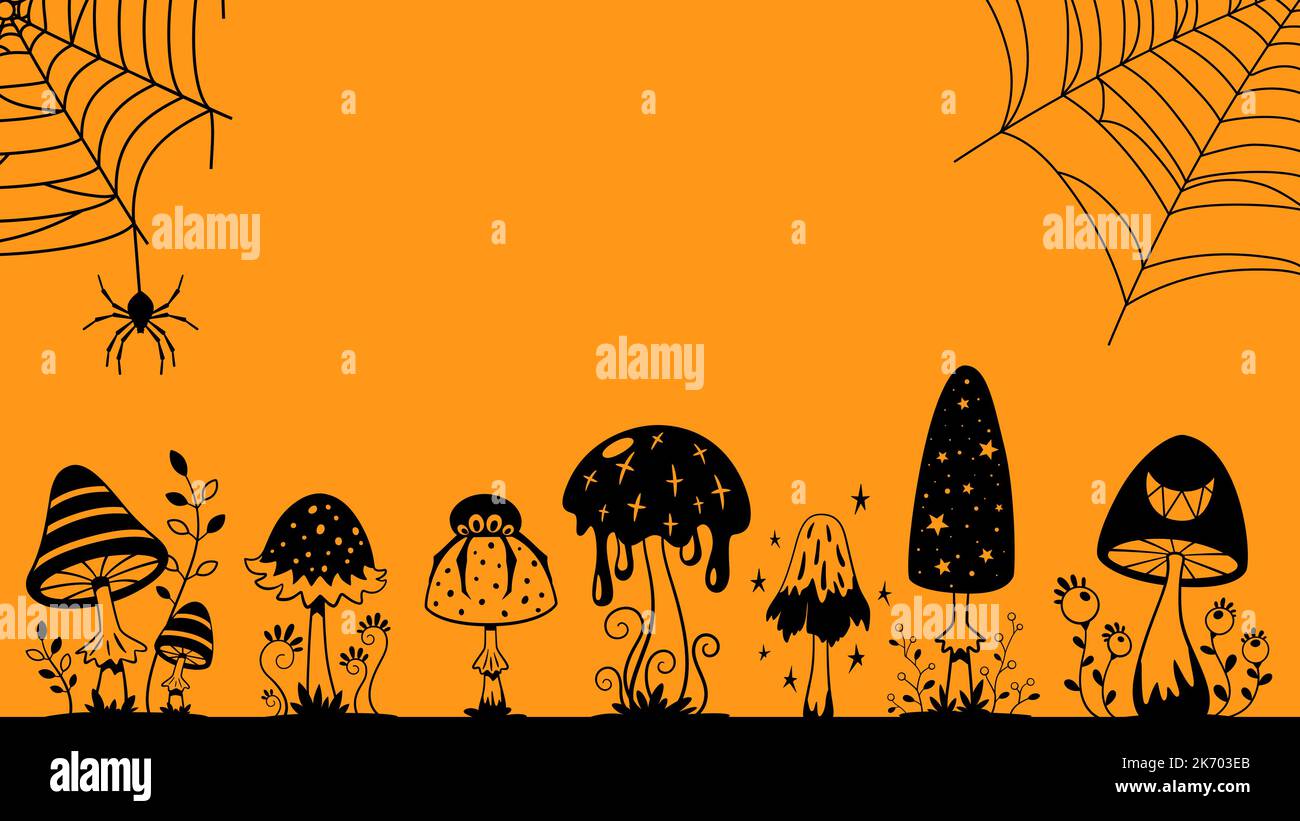 Arrière-plan de vacances d'Halloween avec des champignons mystiques et ...
