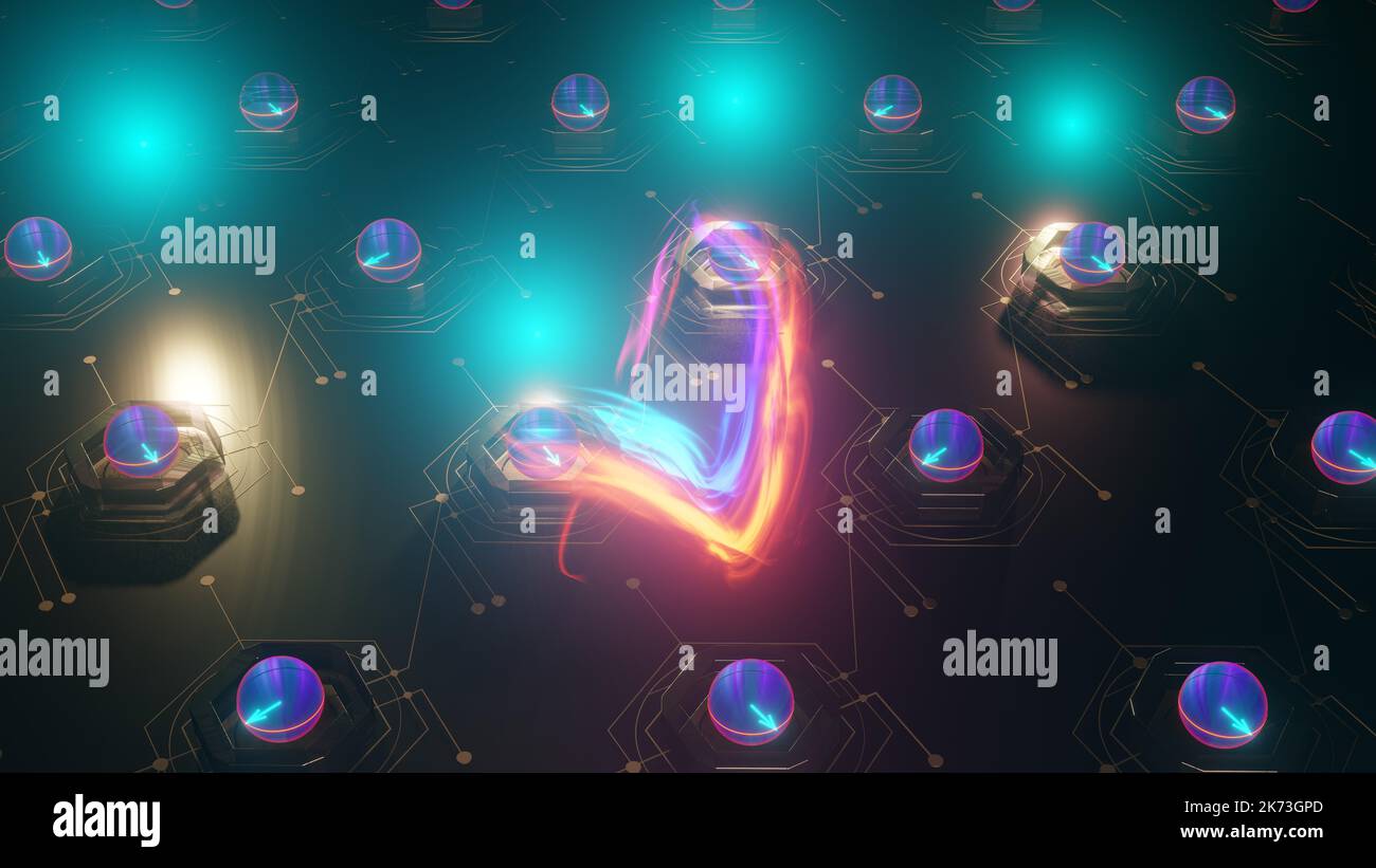 À l'intérieur du PC quantique. Calcul quantique, circuit à l'œuvre ...