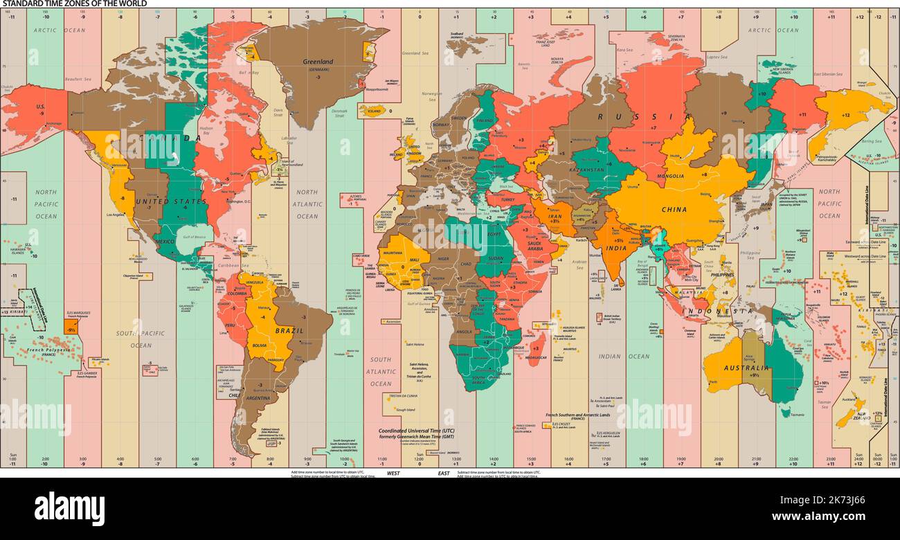 Carte des fuseaux horaires Banque de photographies et d’images à haute ...
