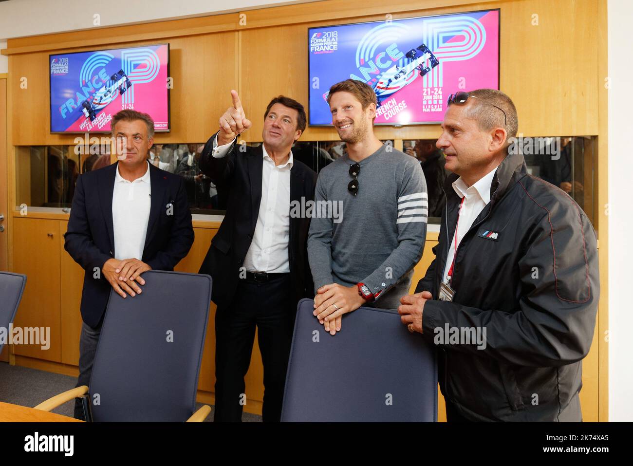 Jean Alesi Christian Estrosi et Romain Grosjean et Yannick Dalmas le ...