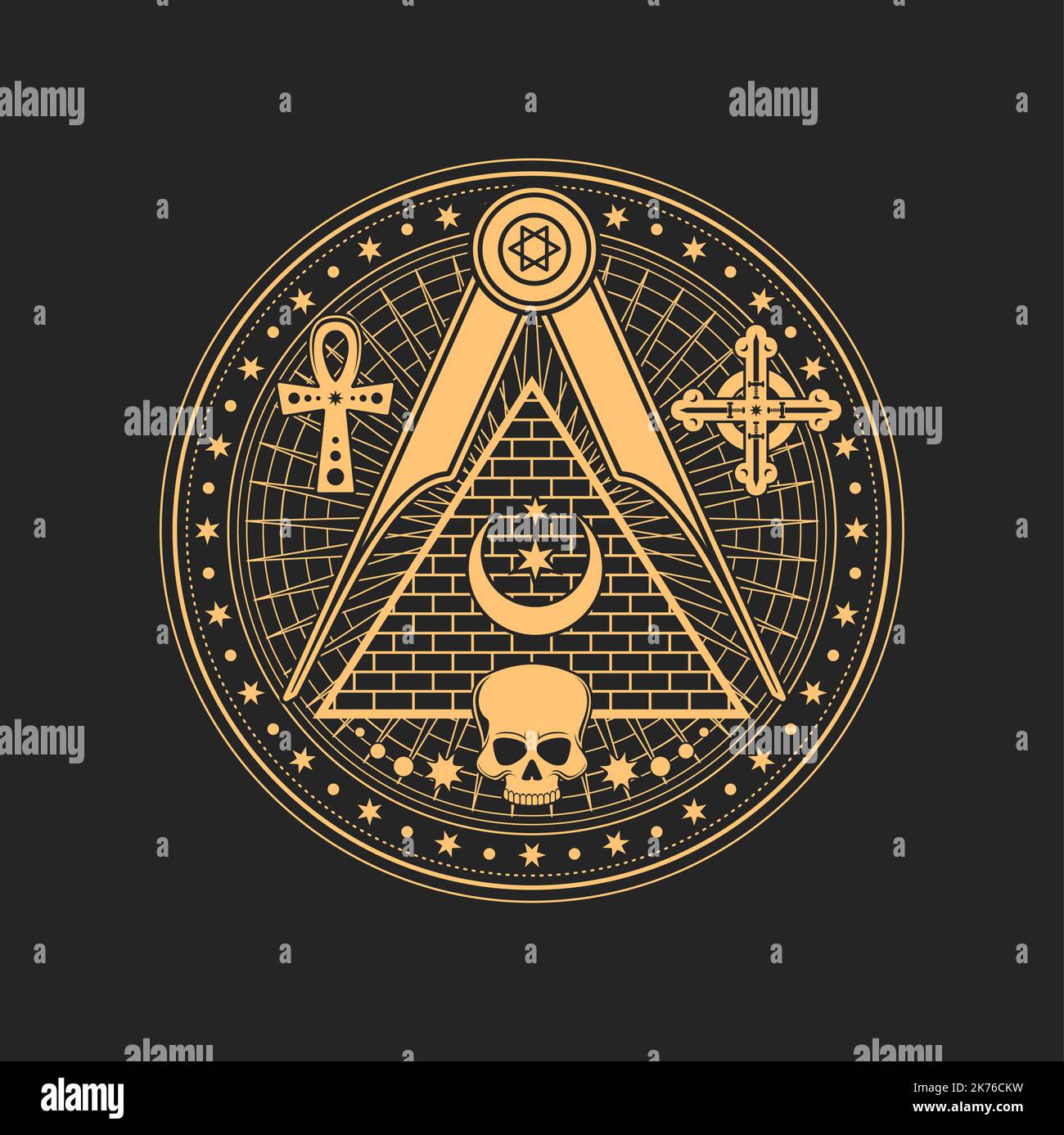 Symbole occulte et ésotérique du talisman magique comme le crâne, la ...