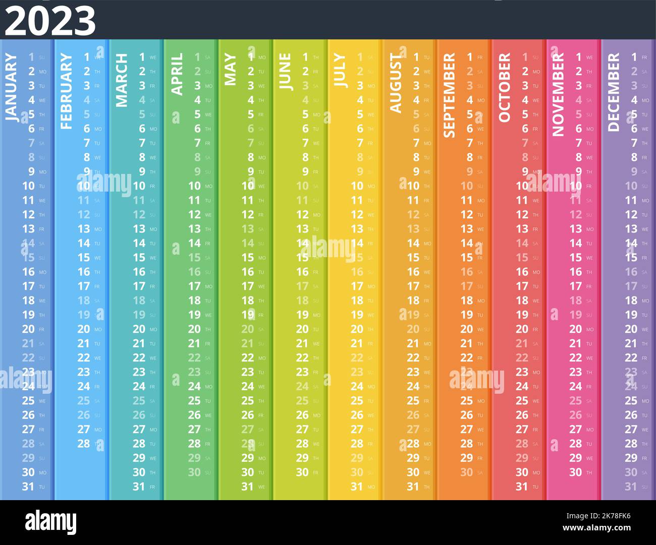 Calendrier de 2023. Modèle de calendrier pour 2023. Calendrier vertical d'entreprise et d ...