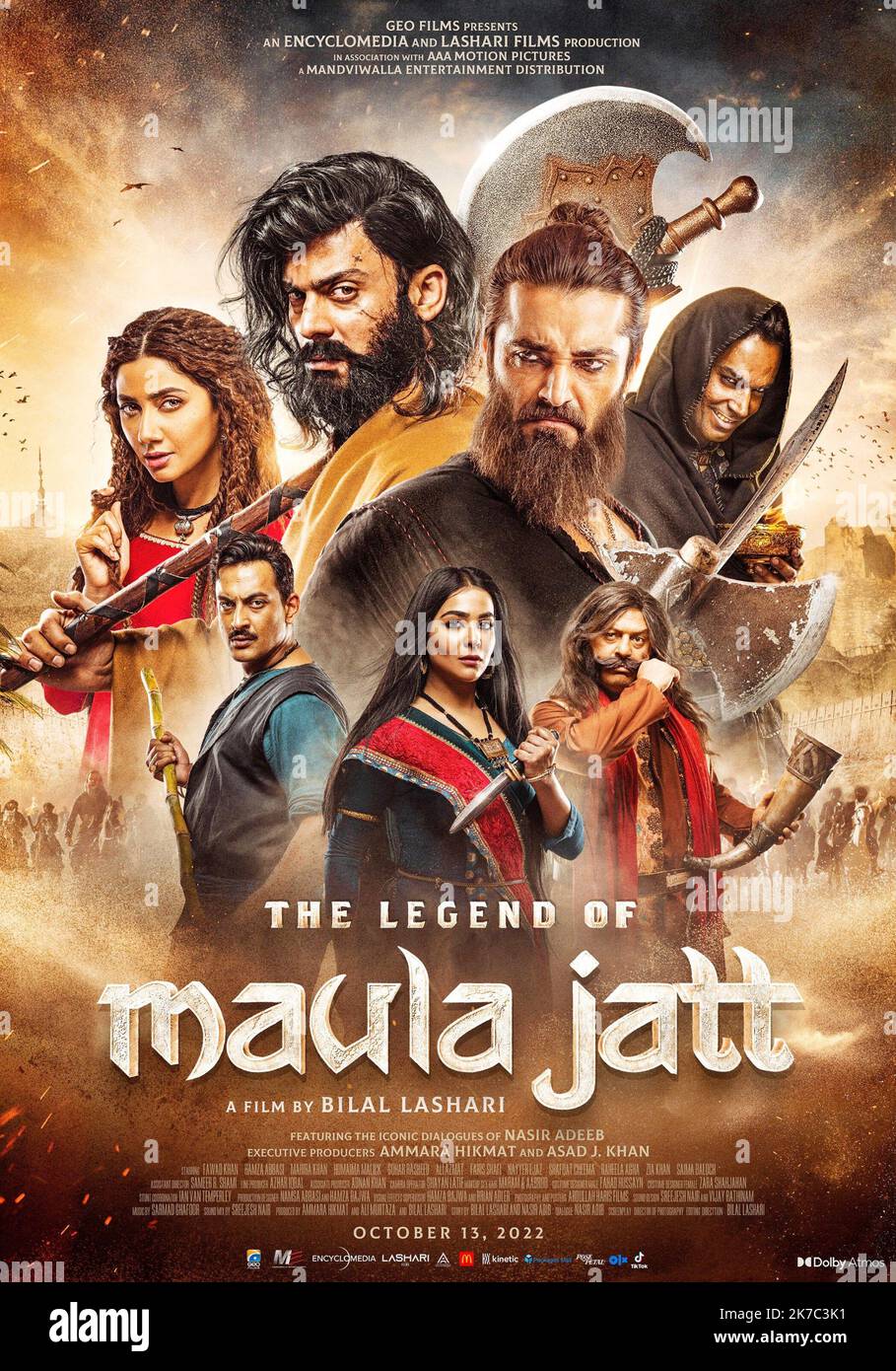 LA LÉGENDE DE MAULA JATT, affiche en anglais, en haut à gauche: Mahira ...