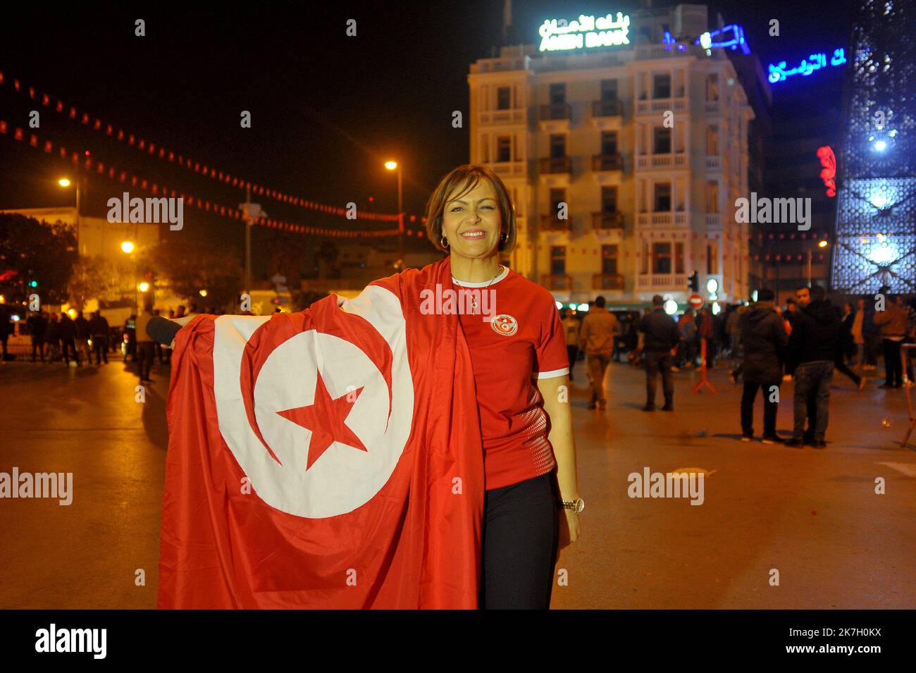 ©Yassine Mahjoub/MAXPPP - 30/03/2022 les fans tunisiens célèbrent leur ...