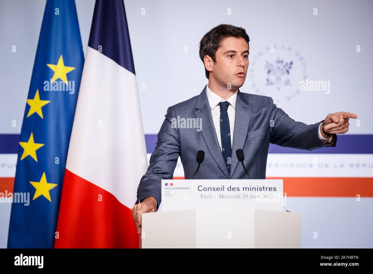 ©THOMAS PADILLA/MAXPPP - 20/04/2022 ; PARIS, FRANCE ; SORTIE DU CONSEIL DES MINISTRES AU PALAIS ...