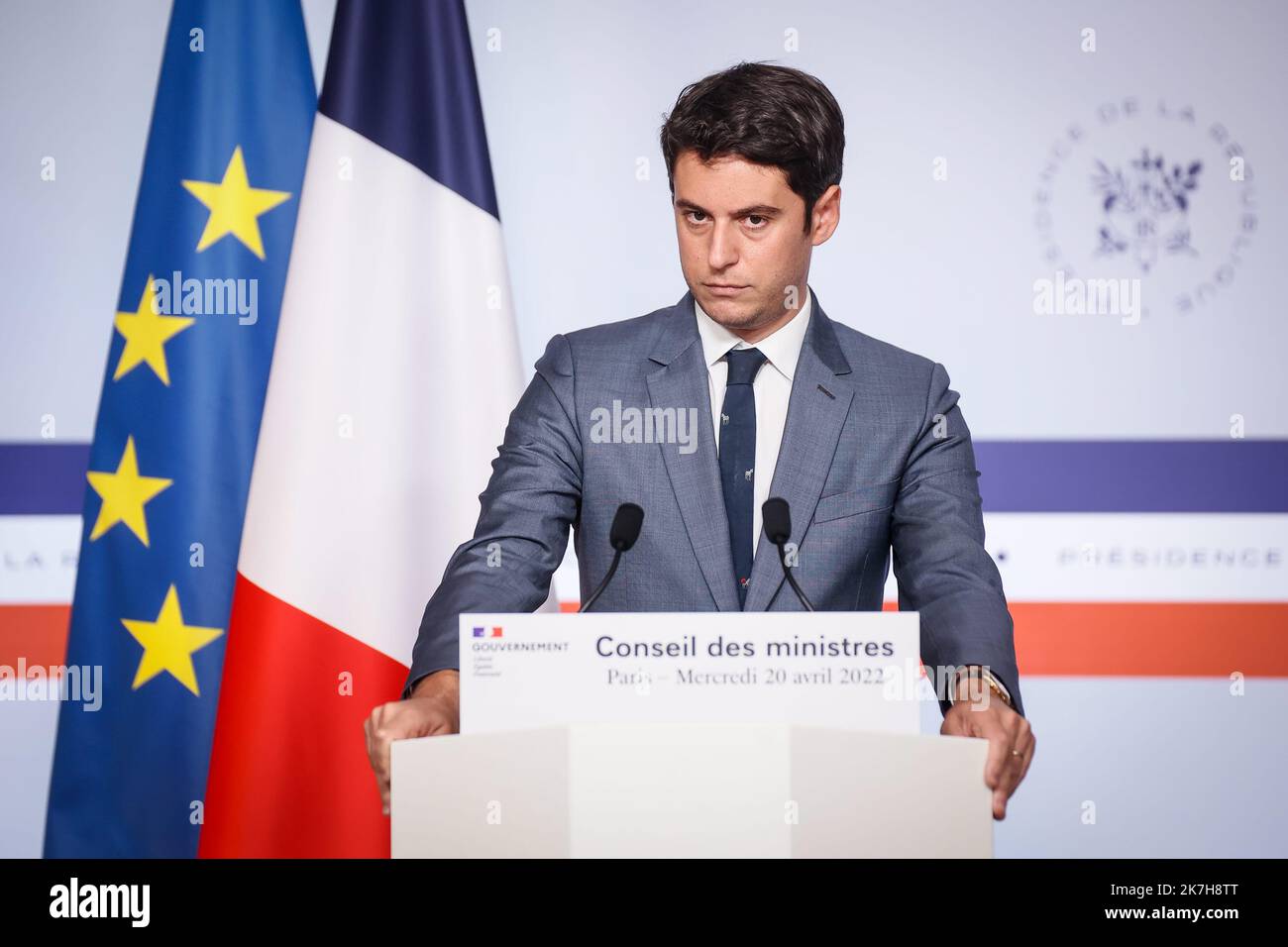 ©THOMAS PADILLA/MAXPPP - 20/04/2022 ; PARIS, FRANCE ; SORTIE DU CONSEIL DES MINISTRES AU PALAIS ...