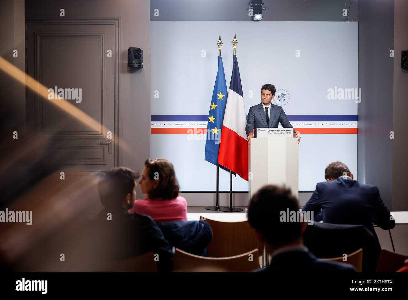 ©THOMAS PADILLA/MAXPPP - 20/04/2022 ; PARIS, FRANCE ; SORTIE DU CONSEIL DES MINISTRES AU PALAIS ...