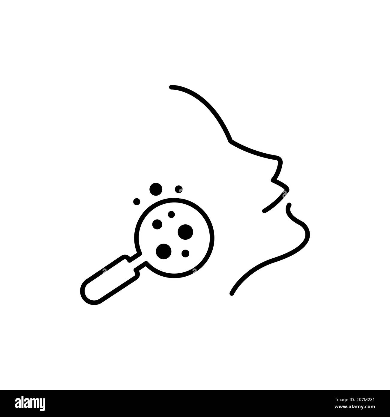 Dermatologie examen de la femme Skin Line Icon. Vérification du visage ...