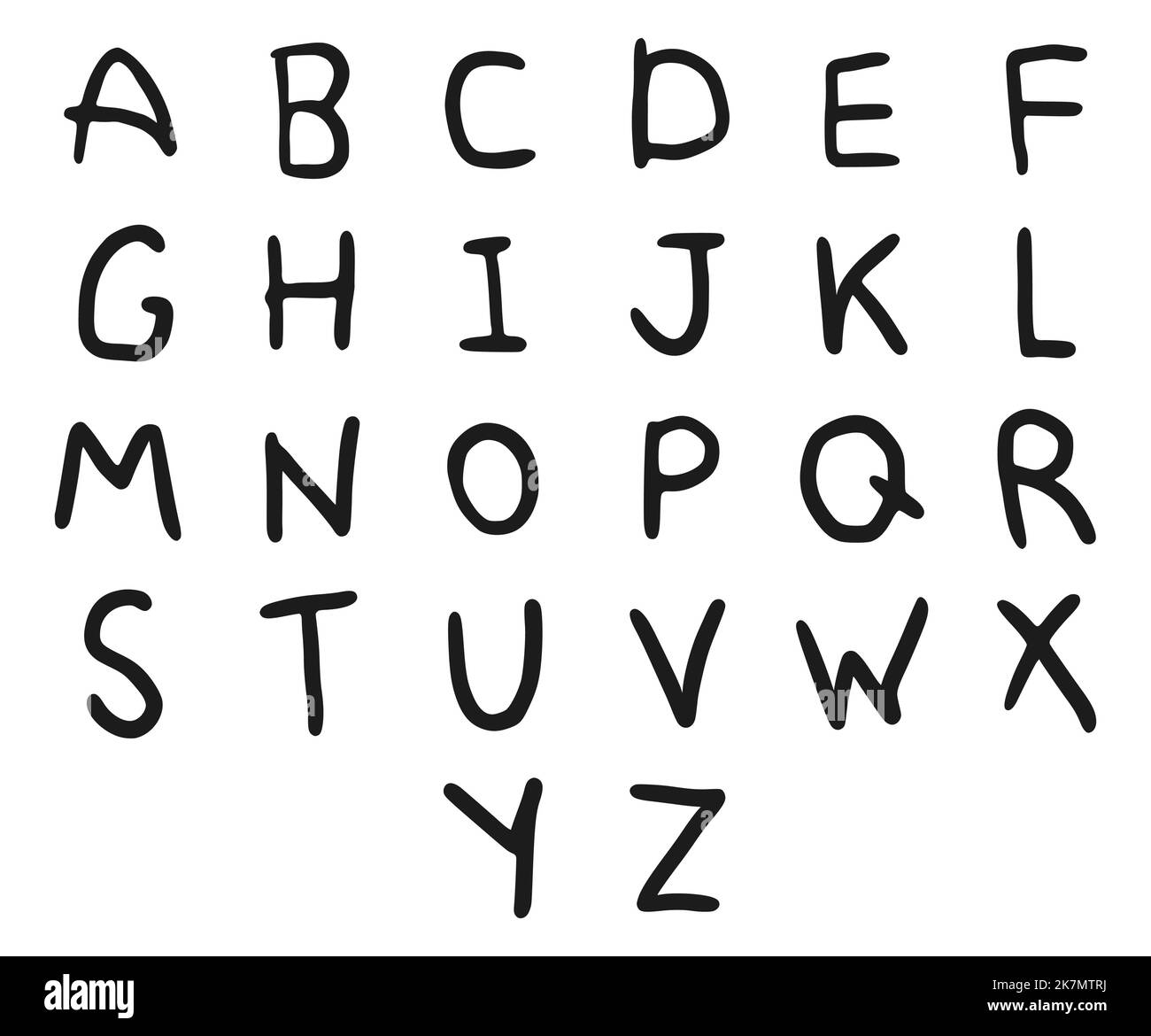 Lettres en forme de doodle. Dessin à la main lettres de l'alphabet ...