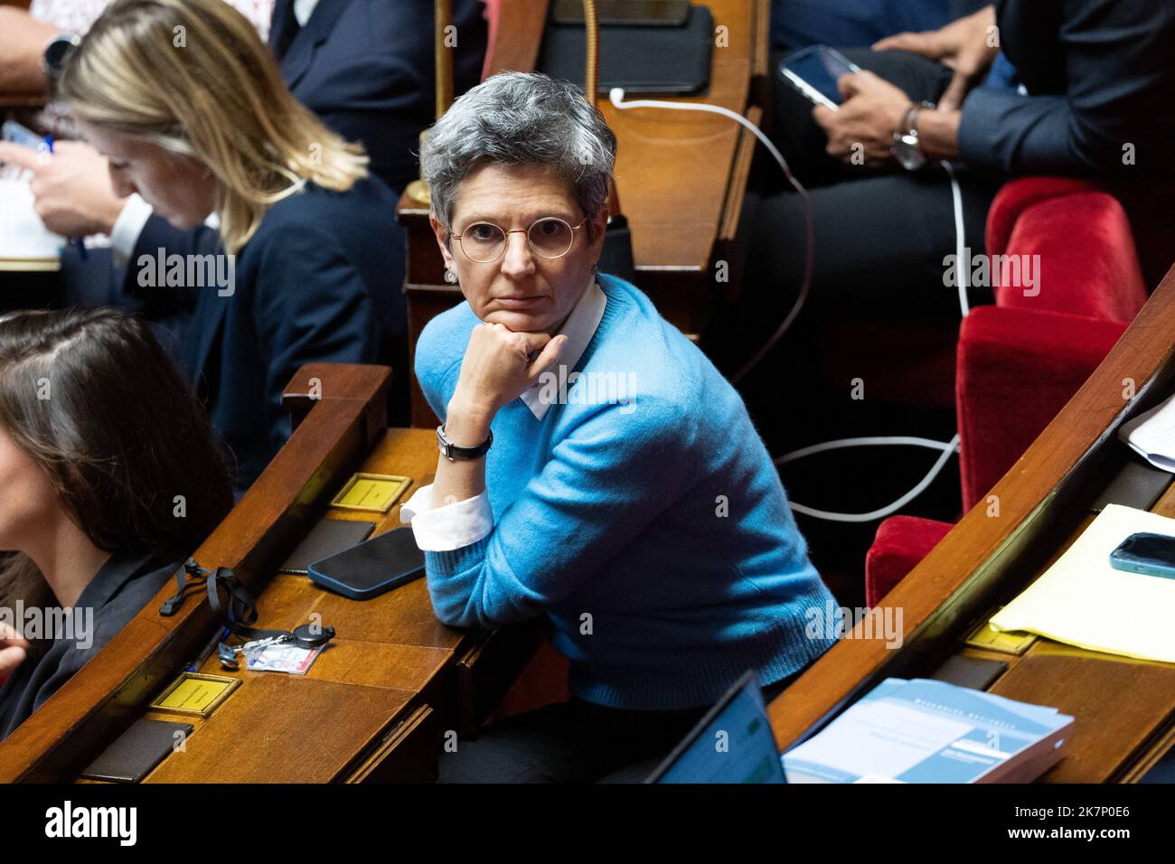 Sandrine Rousseau, députée française d'EELV, lors d'une session de ...