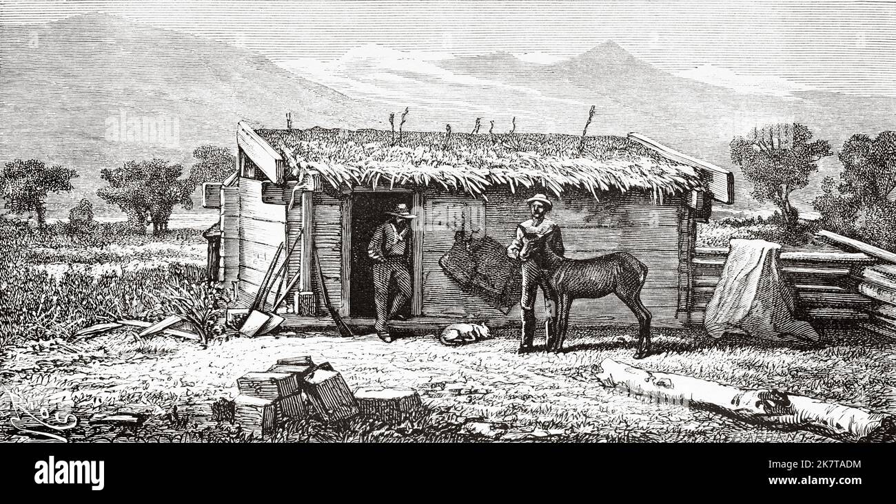 Maison des pionniers. Parc national de Yellowstone, Wyoming, États-Unis ...