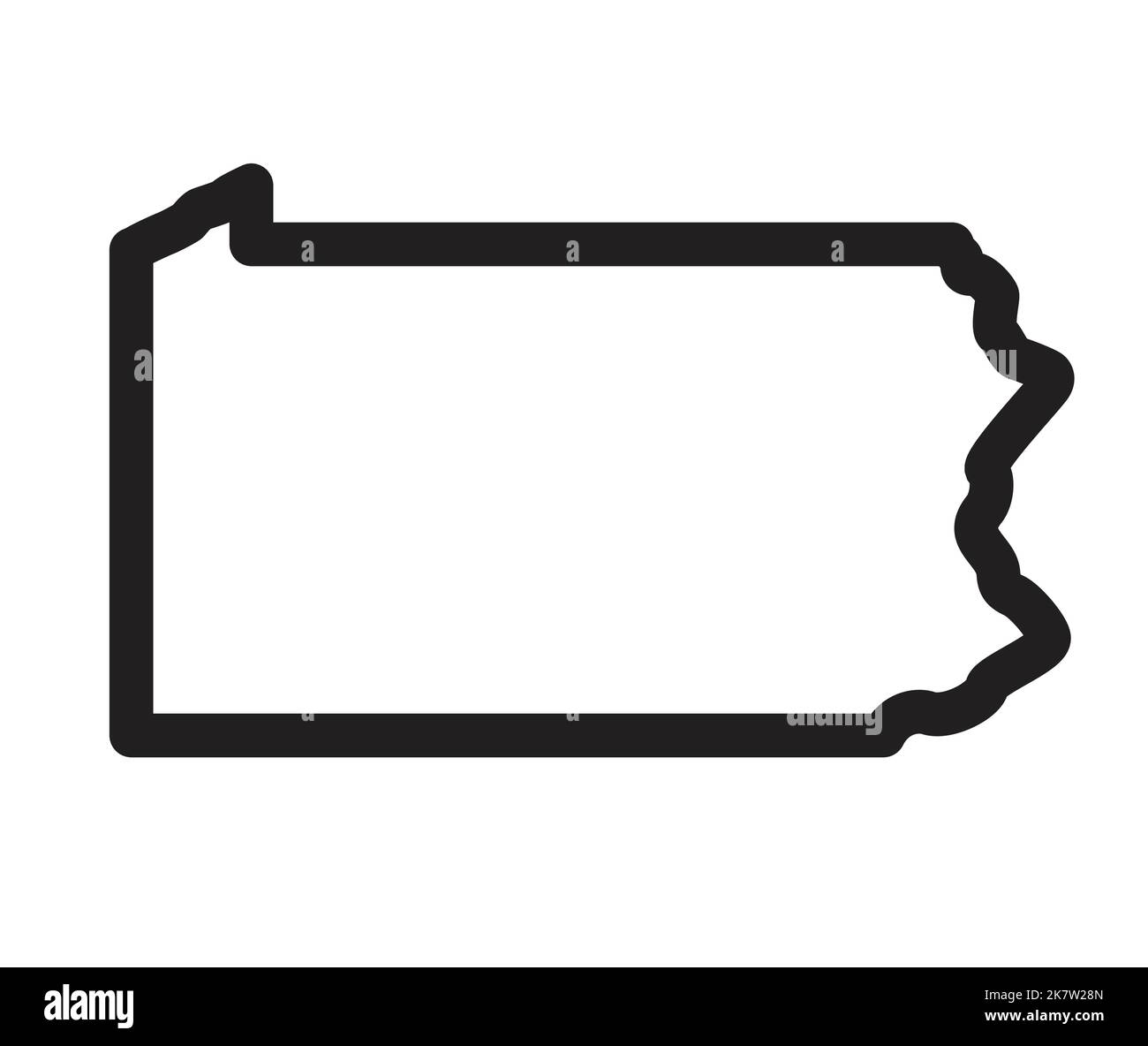 Pennsylvania PA State SHAPE map Outline simplifiée USA Vector isolé sur ...