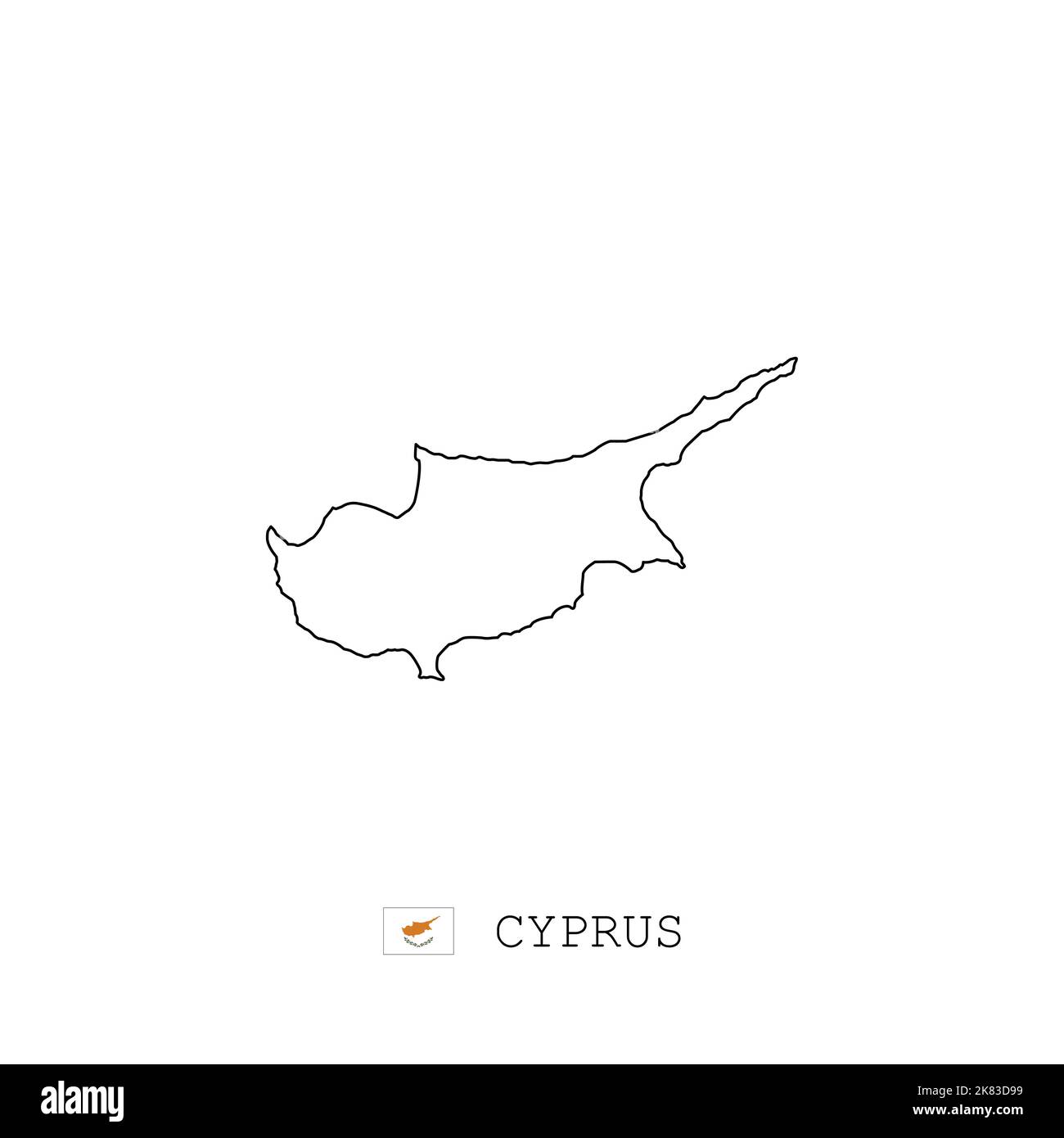 Carte vectorielle de Chypre, ligne, linéaire. Carte noire de Chypre sur ...