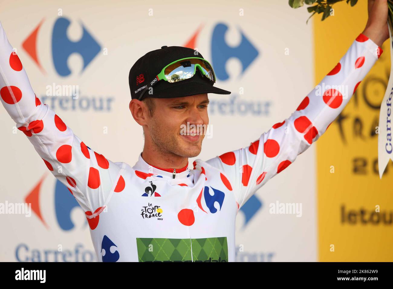 Américain Nathan Brown (cannondale) dans le maillot Polka point sur l ...