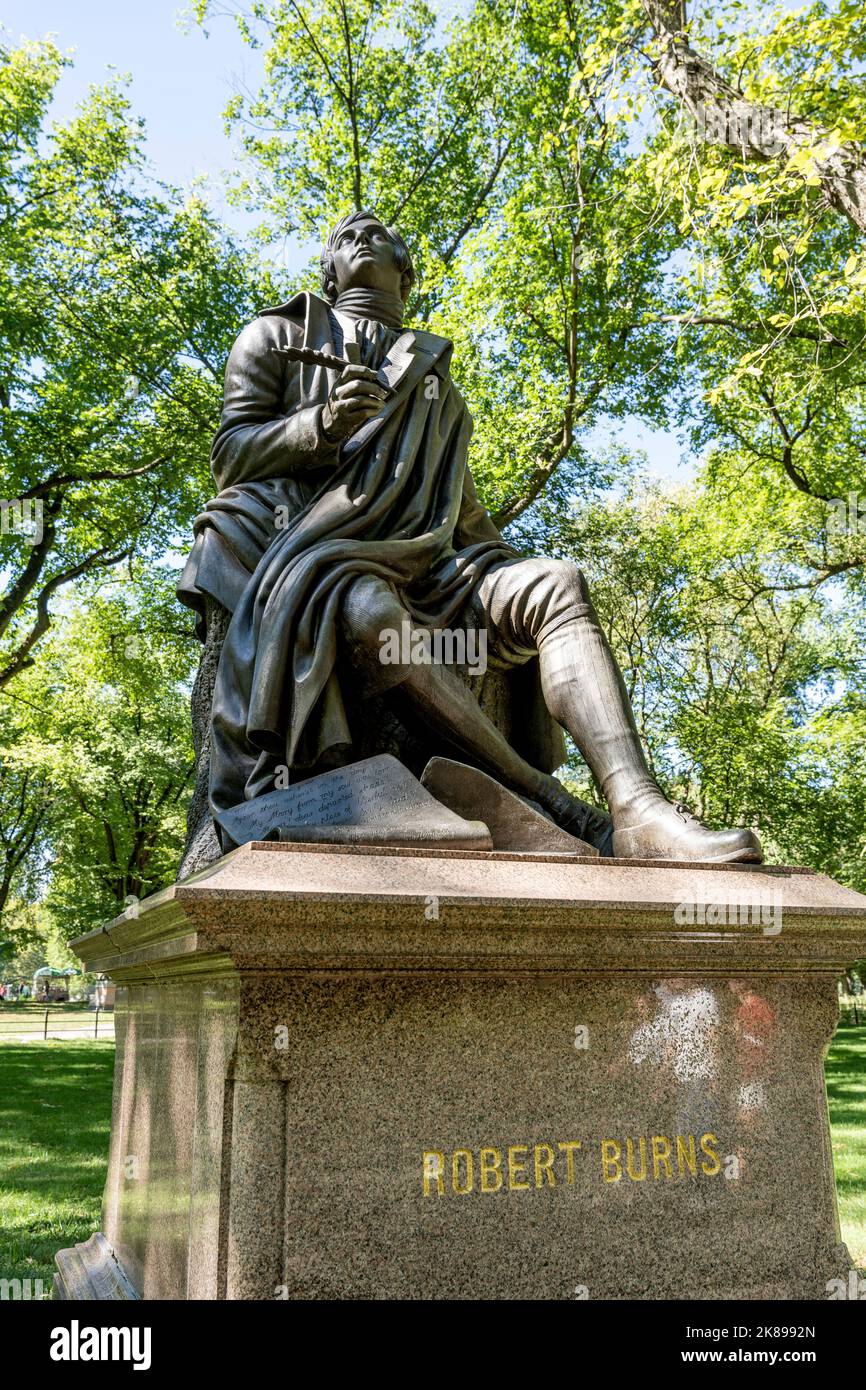 Statue de bronze de Robert Burns à Central Park, dans le nord de Manhattan, New York, États-Unis ...
