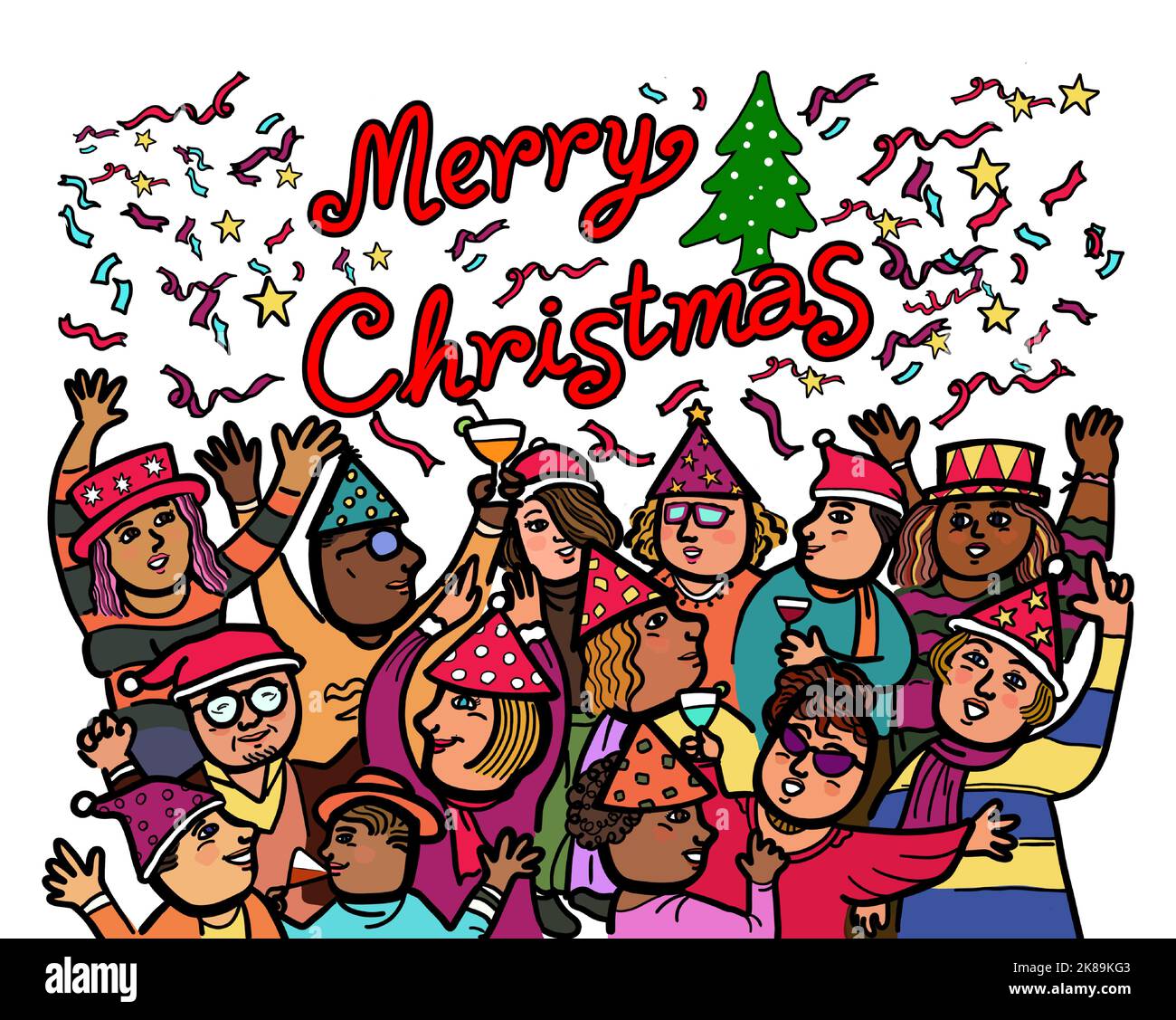 Gens qui font la fête dessin Banque d'images vectorielles - Alamy